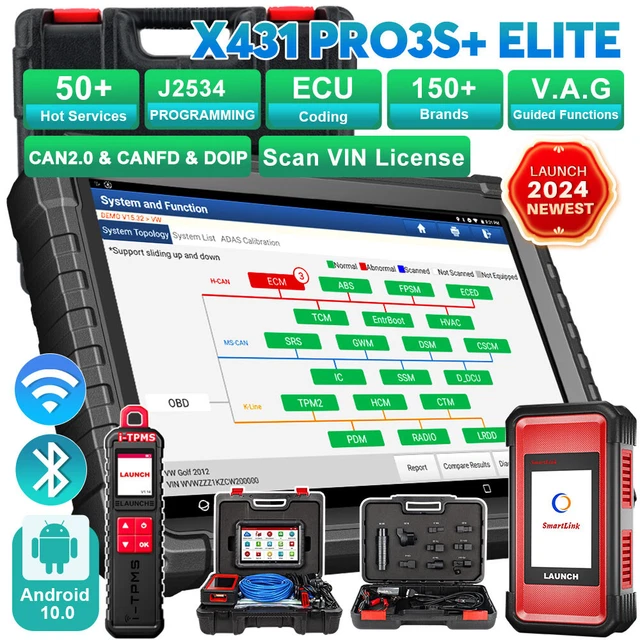 LAUNCH X431 PRO3S+ 5.0 ELITE PRO5 Car Diagnostic Tool J2534 Programming ...
