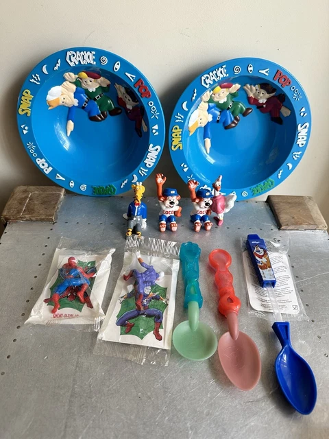 VINTAGE BUNDLE KELLOGGS Cereal Toy Rice Krispies Bowls Coco Pops Spoons ...