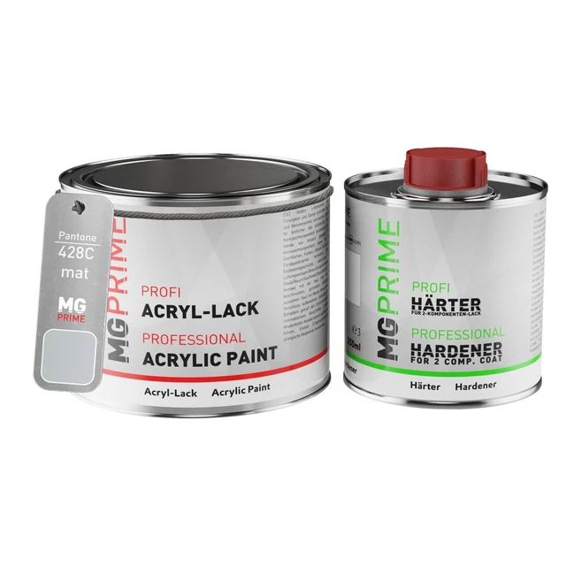 PANTONE 428C GREY Peinture acrylique mate Pot de 0,75 litre, durcisseur ...