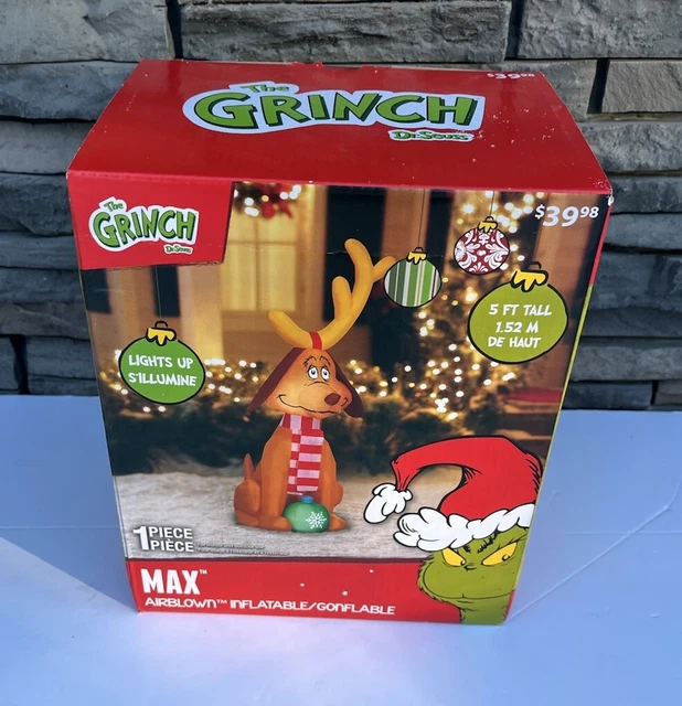 THE GRINCH DR Seuss Max Dog Light Up Christmas Air blown Inflatable 5 ...