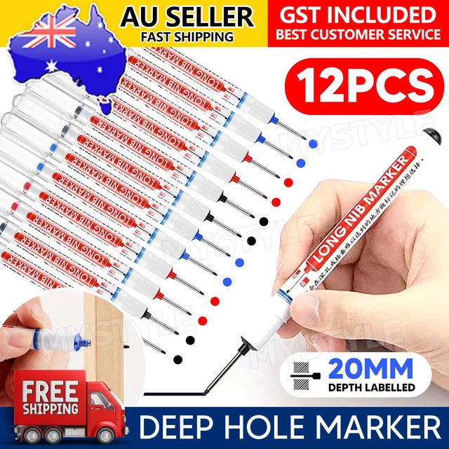 12PCS LONG NIB Marker for Metalwork Woodwork Multi-Purpose Deep Hole ...