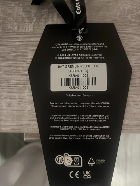 KILLSTAR KREEPTURES X Gremlins Limited Bat Gremlin Plush - New And ...