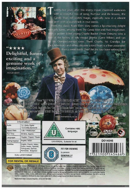 WILLY WONKA & the Chocolate Factory (1971) [DVD] £2.99 - PicClick UK