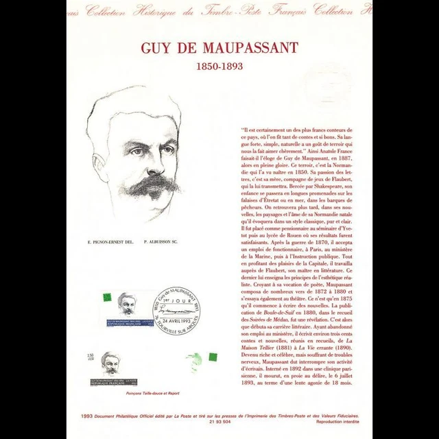 DOCUMENT OFFICIEL 1993 - Guy de Maupassant EUR 2,00 - PicClick FR