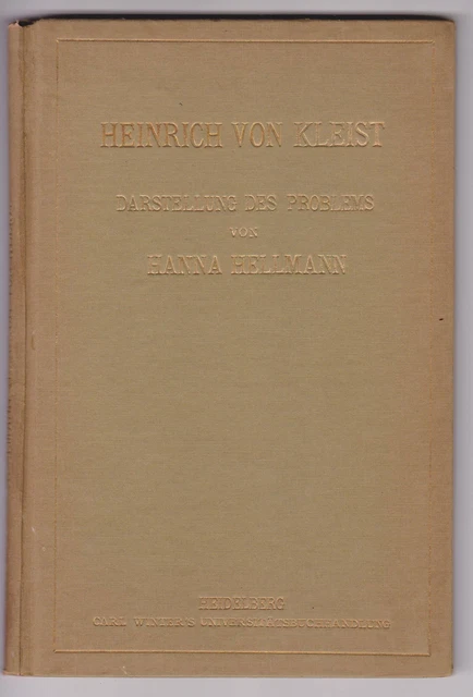 HEINRICH VON KLEIST. Representación Des Problems. Hellmann, Hanna EUR ...