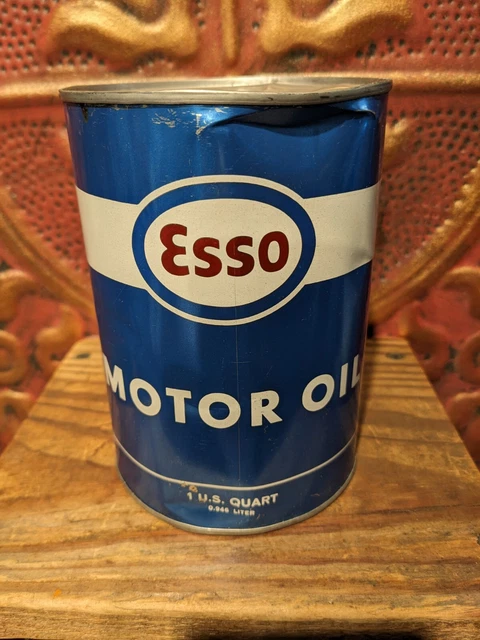VINTAGE ORIGINAL ESSO Blue Motor Oil 1 Quart All Metal Can Humble Oil ...