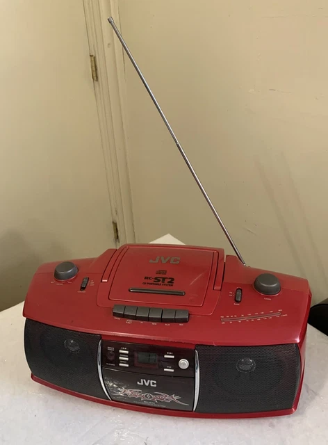 JVC RC-ST2 RED AM FM Radio CD Cassette Tape Player Stereo Portable ...