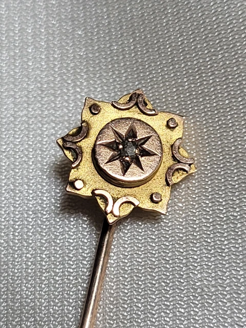 ANTIQUE VICTORIAN OLD Mine Cut Diamond 9ct Gold Stick Pin £67.99 ...