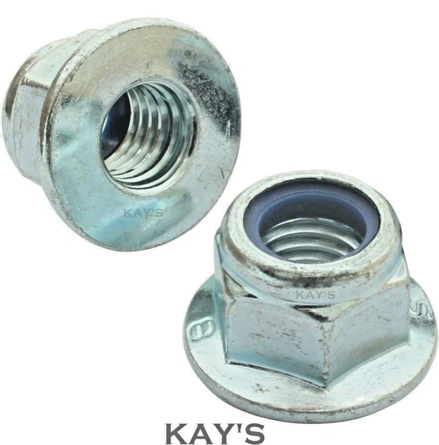 FLANGED NYLOC NUTS Flange Nylon Insert Locking Nut Zinc Plated M5 M6 M8 M10 M12 £2.19 - PicClick UK