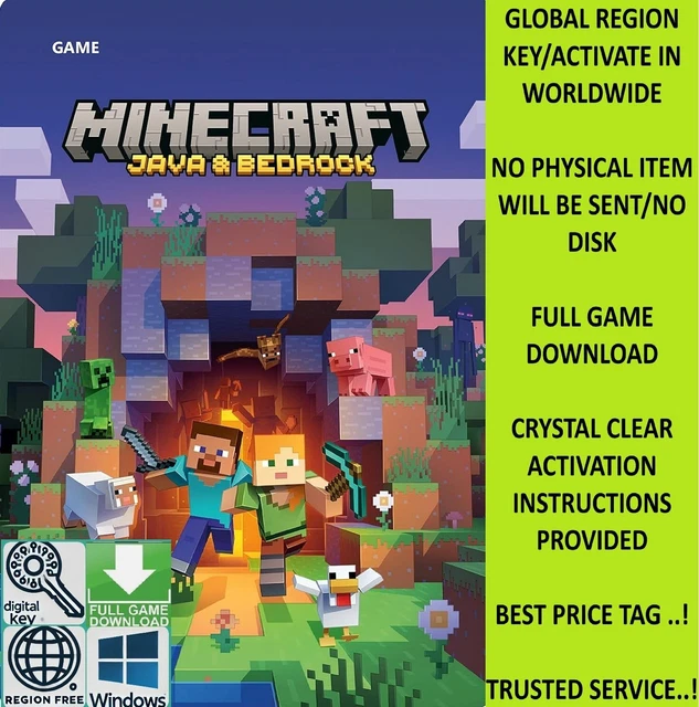 MINECRAFT: JAVA & Bedrock Edition (PC) Windows Key No DISC NO DVD ...