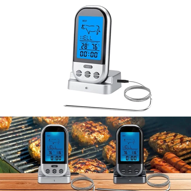 FOOD MEAT OVEN BBQ Thermometer Digital Wireless Remote Probe Kitchen ...