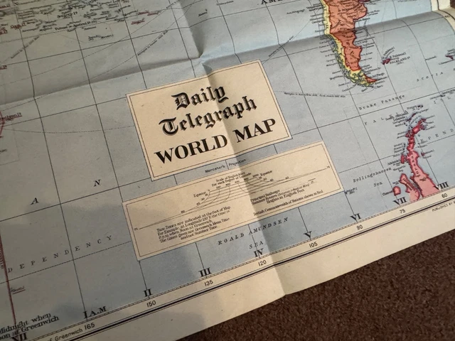 LARGE DAILY TELEGRAPH World Map c1930 Mercator Projection Geographia ...