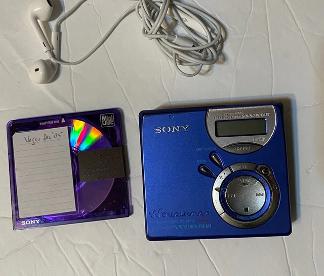 MINI DISQUE WALKMAN TV/MÉTÉO/FM/AM vintage SONY NET MD MZ-NF610 TYPE-S ...