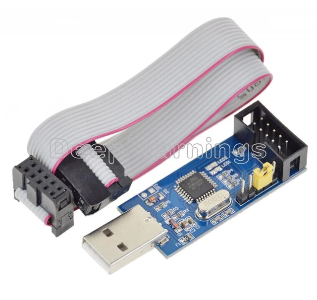 USBASP/USBISP AVR PROGRAMMER Adapter 10 Pin Cable USB ATMEGA8 ATMEGA128 ...