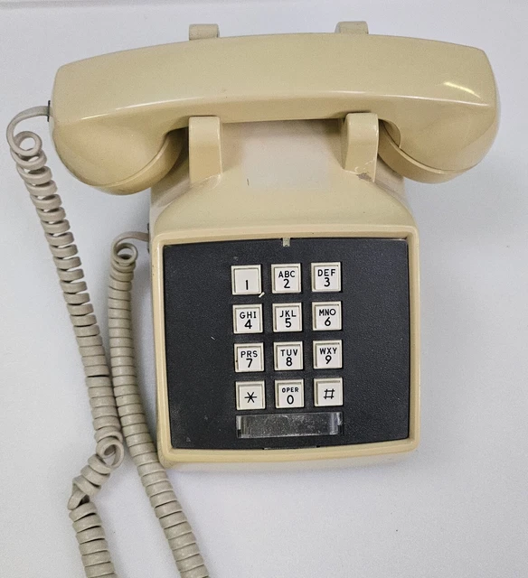 VINTAGE COMDIAL PUSH Button Desk Phone Telephone Cream/Brown Movie Prop ...