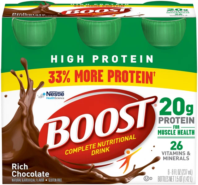 BOOST HIGH PROTEIN Complete Nutritional Drink Rich Chocolate 8 Fl Oz ...