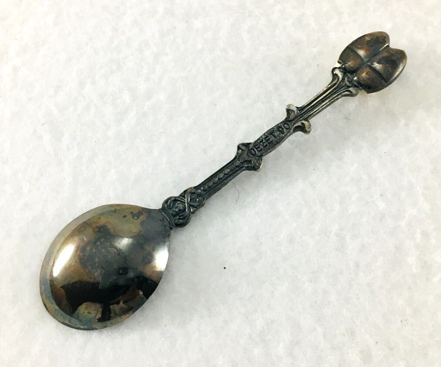 DUTCH DELFT SALT Cellar Teaspoon With Porcelain Delft Blue Clogs Marked ...