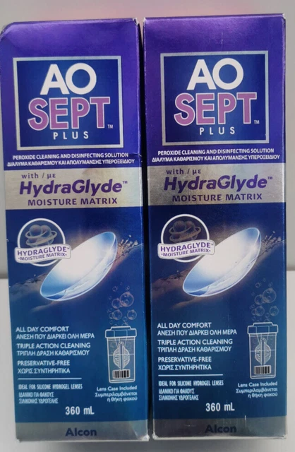 ALCON AOSEPT PLUS Contact Lens Cleaning And Disinfectant Hydraglyde 360ml x2 £27.69 - PicClick UK