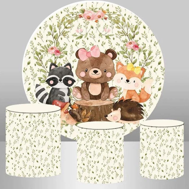 CIRCLE ANIMALS FLOWER Leaves Happy Birthday Backdrop $35.97 - PicClick AU