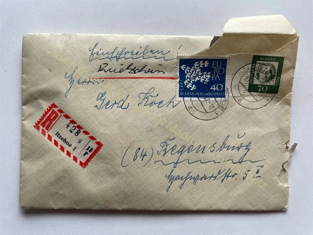BUSTA RACCOMANDATA BIGLIETTO Itzehoe 1962 EUR 12,00 - PicClick IT