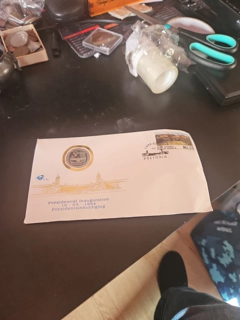 FIRST DAY COVER Of Presidential Inauguration, Plus A Proof 5 Rand Coin ...