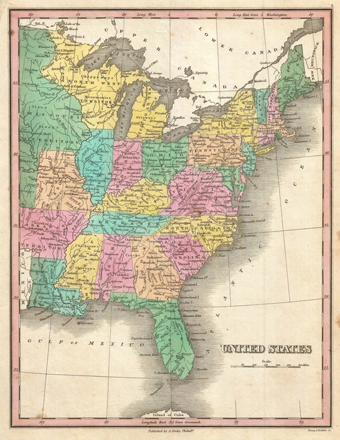 1827 FINLEY MAP of the United States £320.37 - PicClick UK