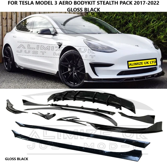 FOR TESLA MODEL 3 AERO BODY KIT STEALTH PACK GLOSS BLACK 2017 - 2022 ...