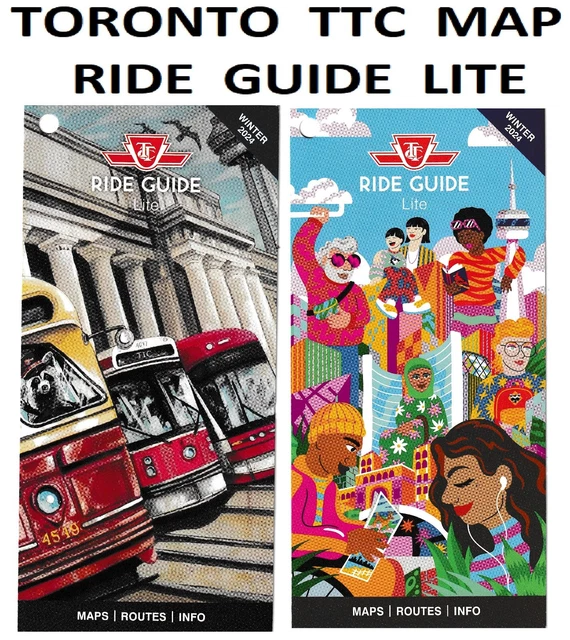 TTC 🚌🚇 RIDE Guide Lite Map 2024 Toronto Downtown Subway Bus Streetcar Tram $1.76 - PicClick CA