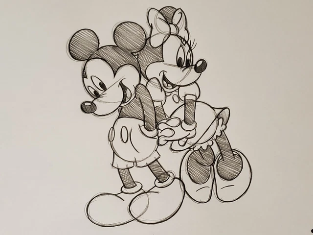 DISNEY MICKEY AND Minnie Mouse Drawing/sketch animation hand made/drawn ...