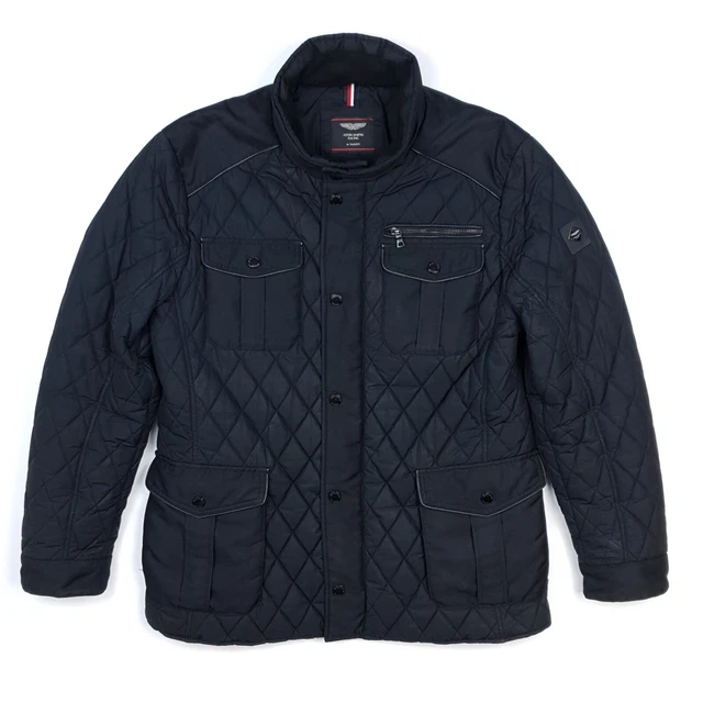 HACKETT FIELD JACKET Large Aston Martin Black Utility Quilted Padded ...