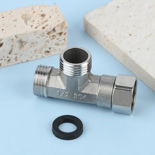 G1/2& T-VALVE TOILET Diverter Valve Three-way Water Pipe Splitter ...
