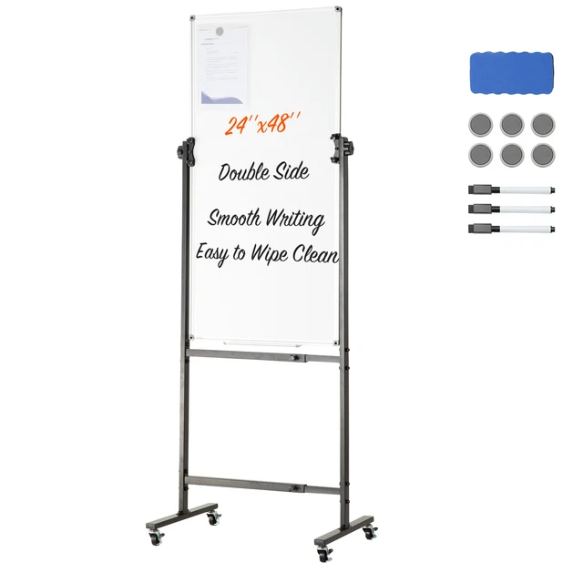 VEVOR MOBILE MAGNETIC Double-Sized Revolving Whiteboard 60 x 120 cm ...