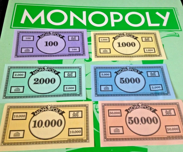 MONOPOLY - 48 Bank Notes 100 - 50000 Top Up Pack - Small 9.5cms £2.99 ...