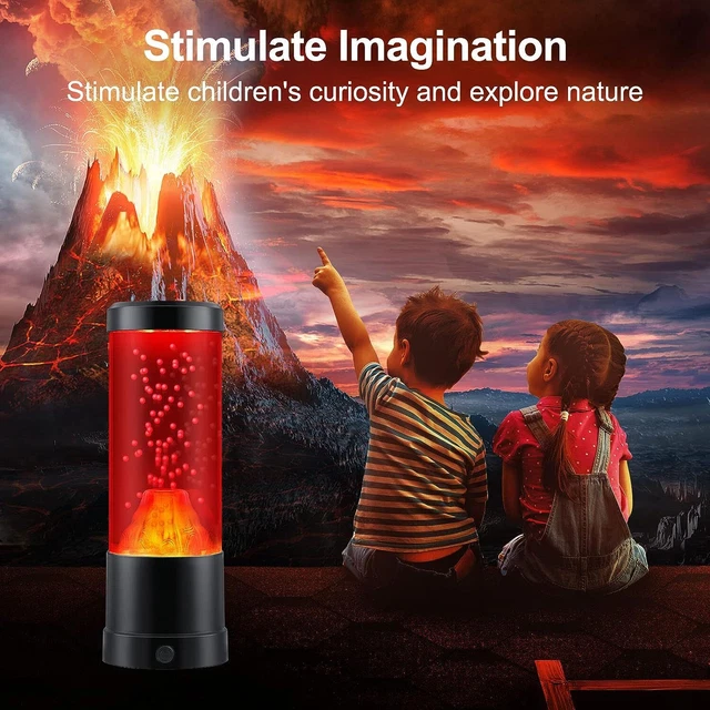 RED LAVA ERUPTING Mini Volcano LED Lamp Mood Night Light Novelty Home ...