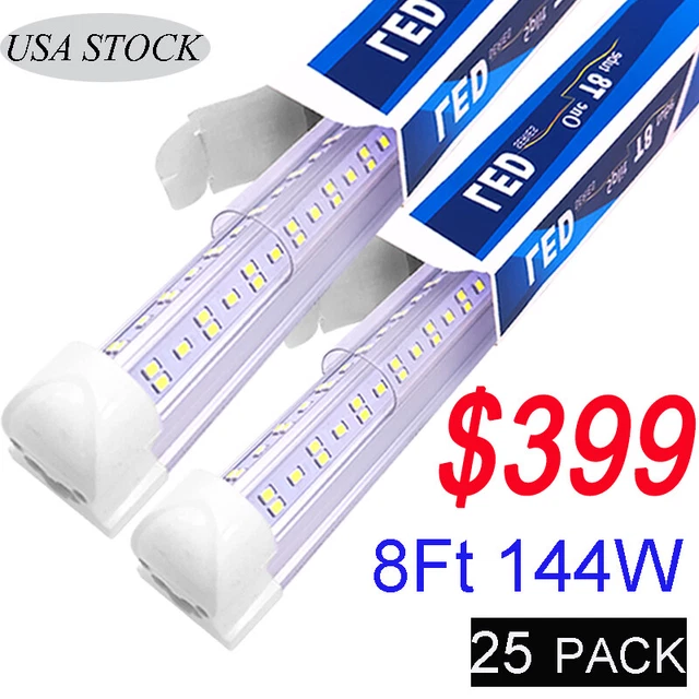 25 PACK T8 8FT LED Shop Light 144W 18000LM 6500K Integrated Led Light ...
