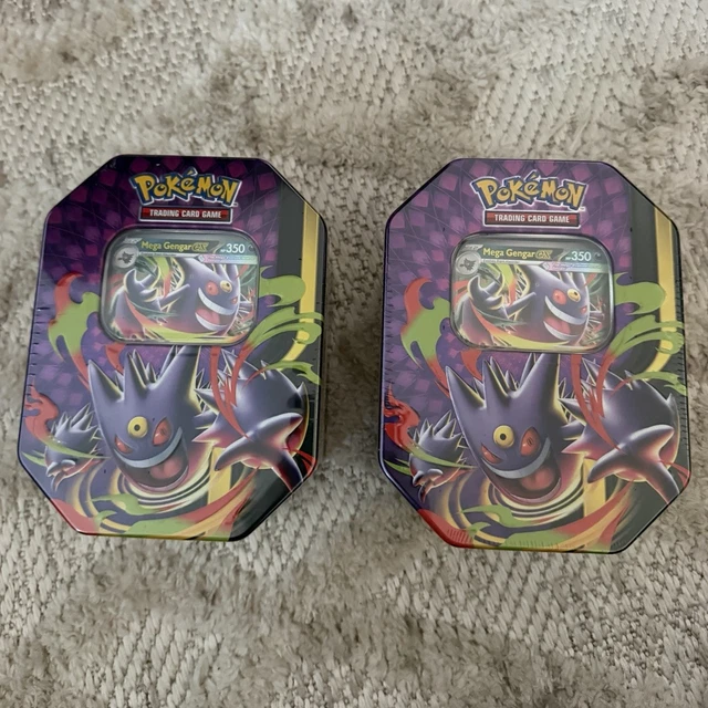 POKÉMON TCG MEGA Moonlit Tin Mega Gengar EX + Clefable EX 2 Metal Tins ...