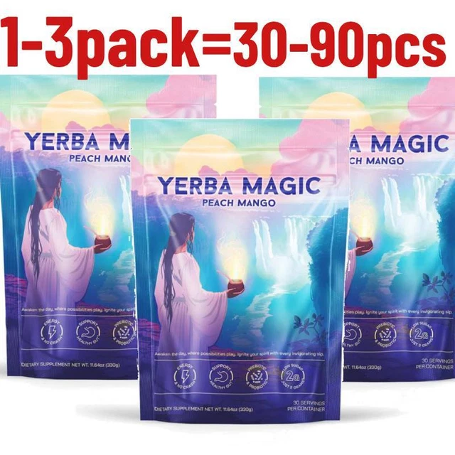 1@3X YERBA MAGIC Yerba Mate Instant Tea Powder 30@90Servings Peach ...