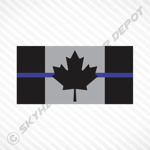 SUBDUED CANADIAN FLAG Thin Blue Line Sticker Vinyl Decal Police Law ...