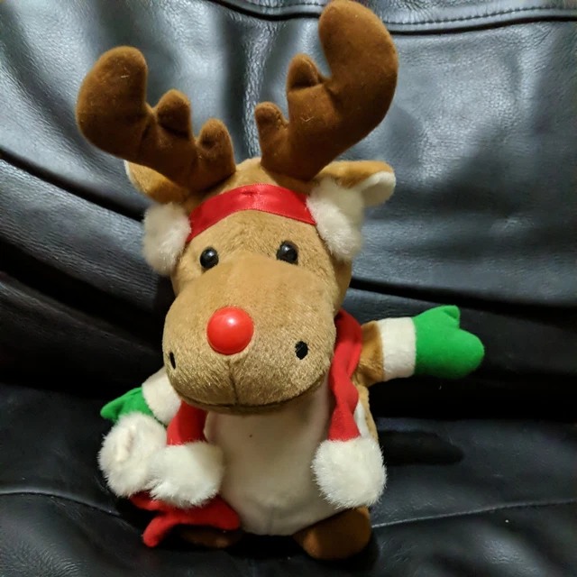 RUDOLPH THE RED Nosed Reindeer soft plush toy 2000s era * Sings JINGLE ...