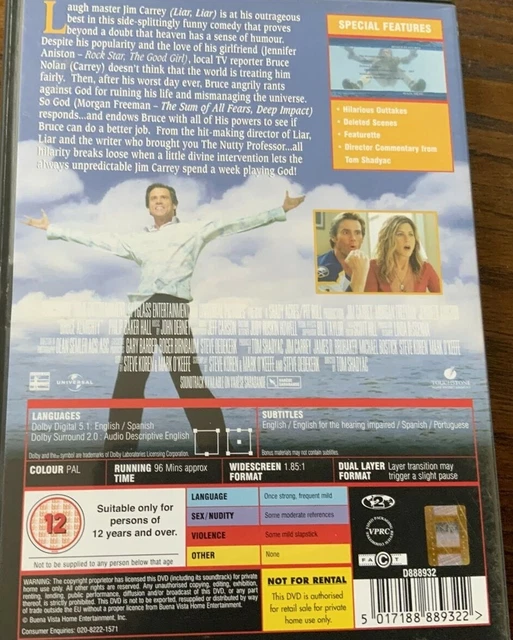 BRUCE ALMIGHTY 2003 Comedy Jim Carey Morgan Freeman Cert 12 EUR 5,90 ...