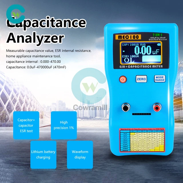 MEC-100 HIGH PRECISION Capacitance Analyzer ESR Meter Digital Display ...