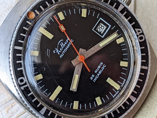 MONTRE DE PLONGÉE vintage années 1970 Kelbert Big Crown All SS avec ...