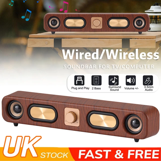 VINTAGE WIRELESS BLUETOOTH Sound Bar Speaker Desktop Dual 2in Speakers ...