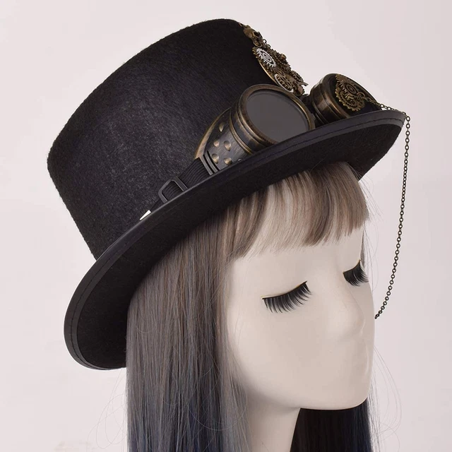 COSDREAMER UNISEX GOTHIC Steampunk Top Hats with Goggle 60cm, Black 4 £ ...