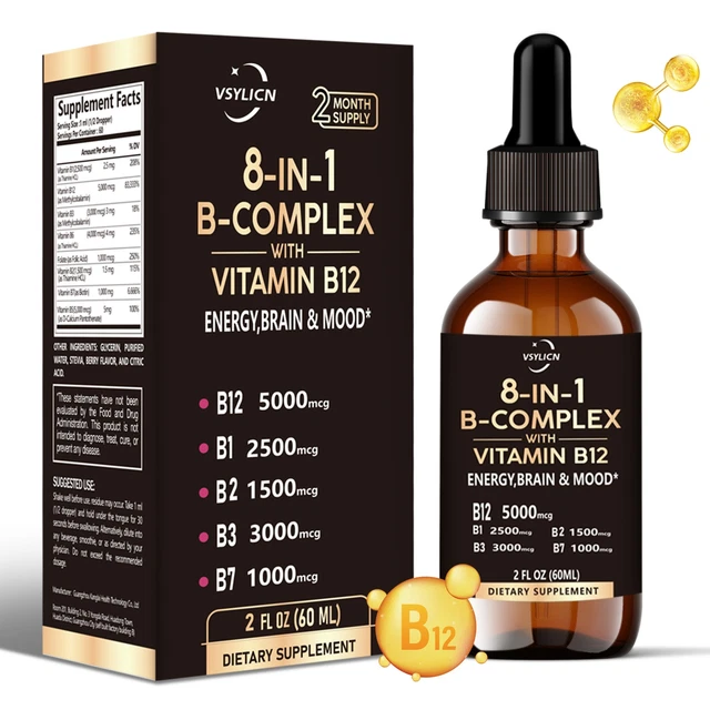 ORGANIC B COMPLEX Liquid Drops | 8 Vitamins | Energy & Nervous Support ...