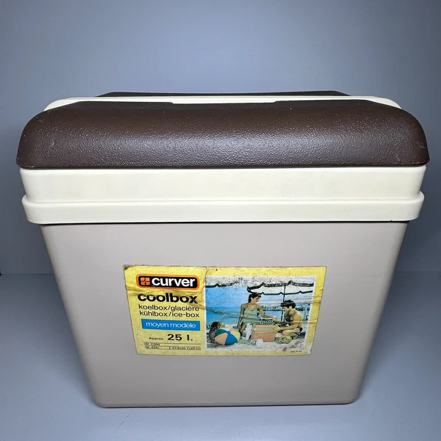 VINTAGE CURVER COOLBOX with Handle Ice-Box 25L Beige/Brown Retro ...