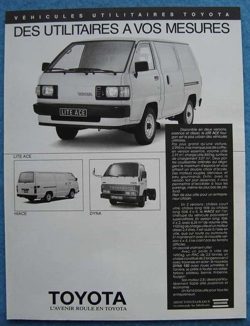 PUBLICITÉ PAPIER- VOITURE TOYOTA LITE ACE, HIACE, DYNA de 1989 EUR 2,95 ...