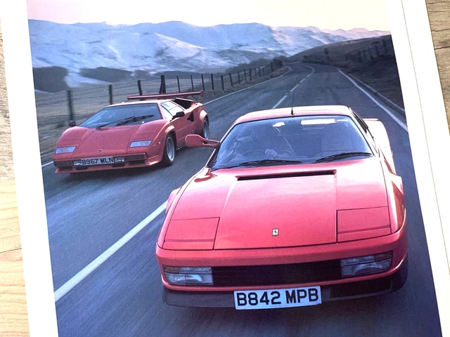 FERRARI + COUNTACH Frameable Art Original Car Magazine Road Test Review ...