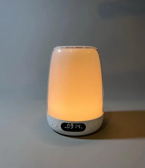 CORDLESS NIGHT LIGHT Alarm Clock Lamp Bluetooth Speaker White Noise ...