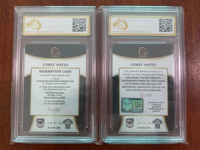 2020 NRL ELITE League Sensations Corey Oates #1 Brisbane Broncos Graded ...